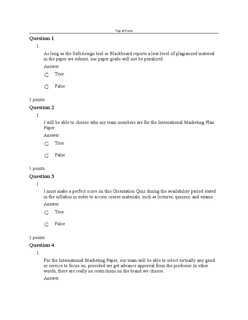 Orientation Quiz | PDF | Question | Syllabus
