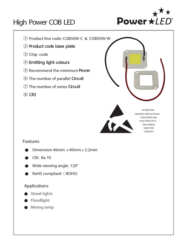 Cob Led Specs | PDF | Electrostatic Discharge | Soldering