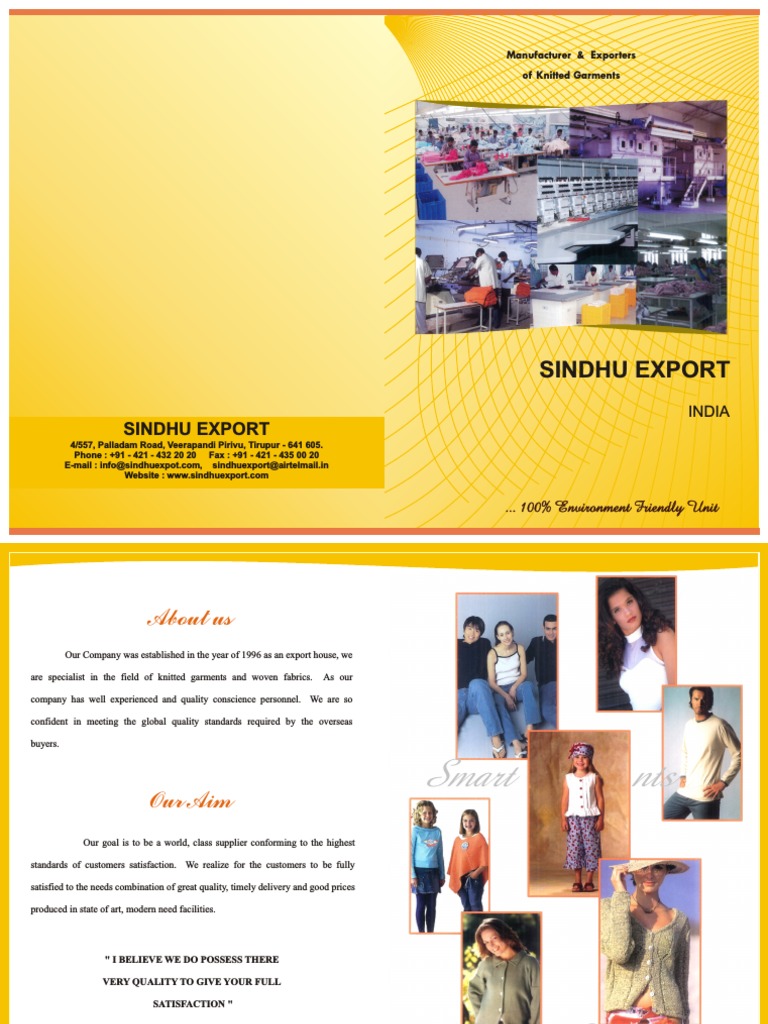 Sindhu Exportprofile | PDF | Knitting | Clothing