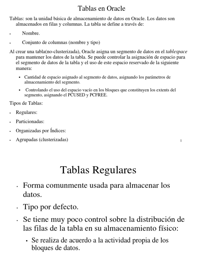 Oracle Tablas | PDF | Tabla (base de datos) | Grupo de computadoras