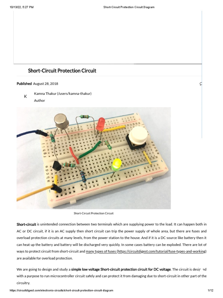 Short-Circuit Protection Circuit Diagram | PDF | Power Supply | Electronic Circuits