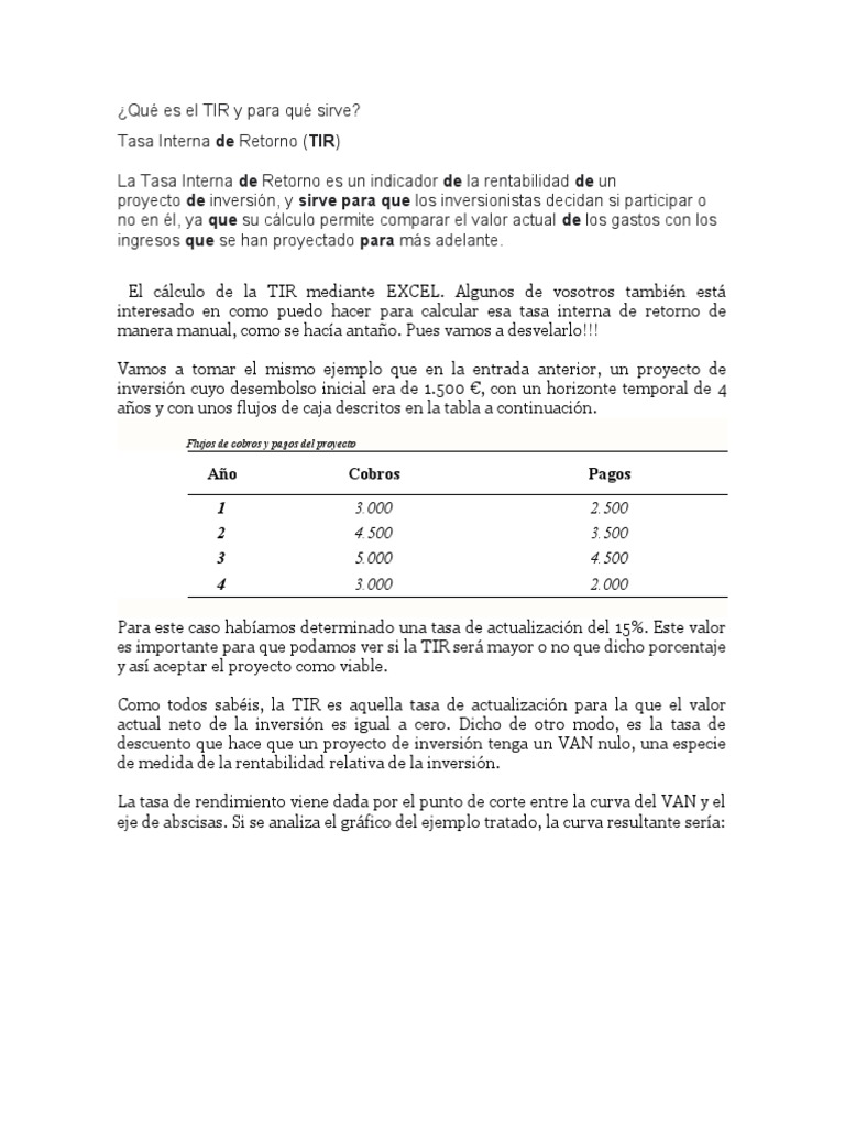 Qué Es El TIR y para Qué Sirve | PDF | Tasa interna de retorno