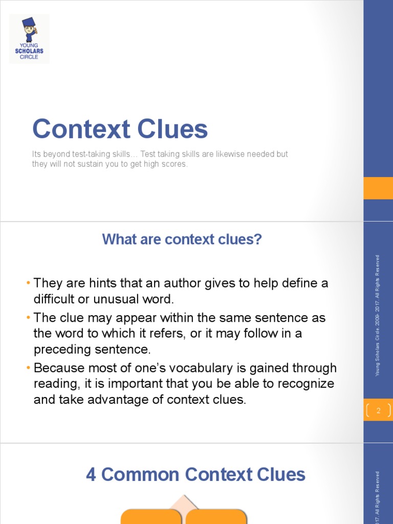 Reading Comprehension Context Clues Strategies | PDF | Word | Cognitive ...