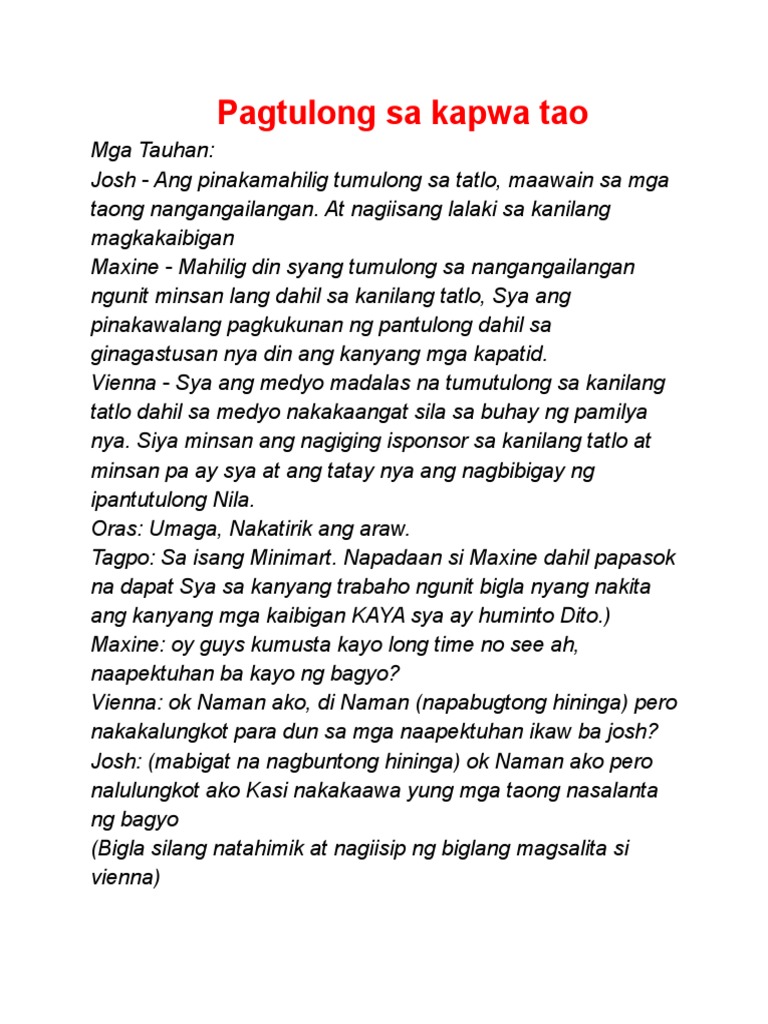 Pagtulong Sa Kapwa Tao | PDF