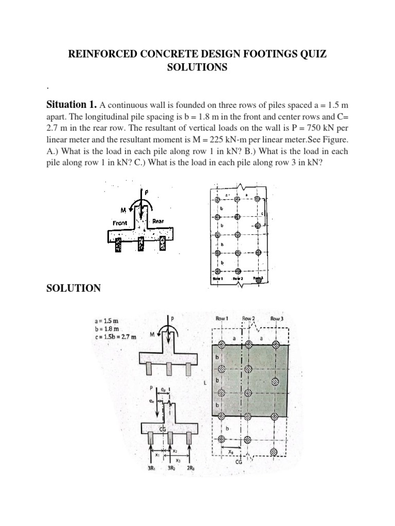 Reinforced Concrete Design Footings Quiz Solutions | PDF | Deep Foundation | Pascal (Unit)