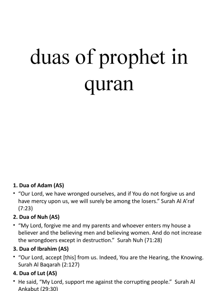 Duas of Prophet in Quran | PDF