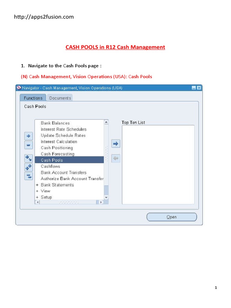 Cash Pools Setup in R12 Cash Management | PDF | World Wide Web ...