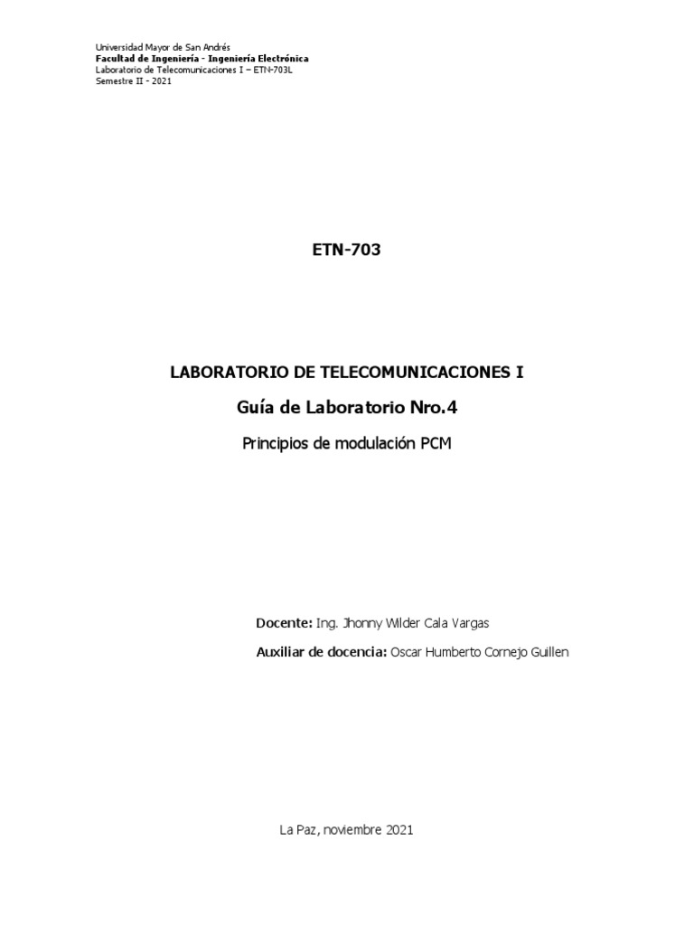 Guia Lab 4 Modulación PCM | PDF | Señal analoga | Modulación