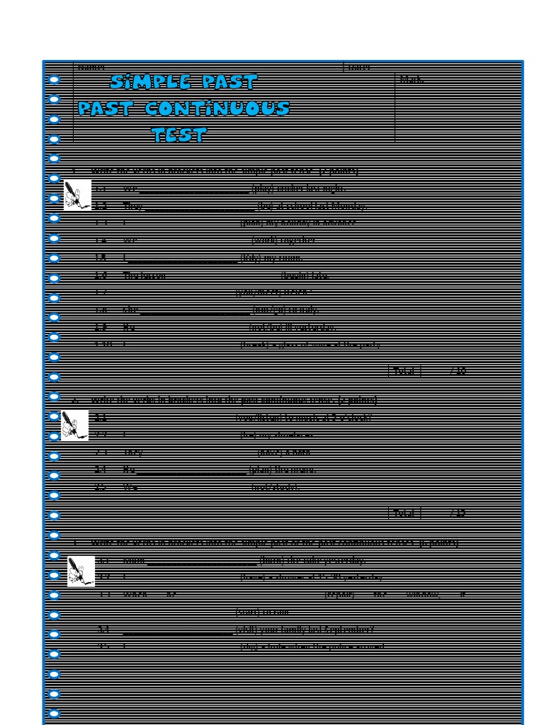 Simple Past and Past Continuous Test Tests 72252 | PDF | Grammar ...