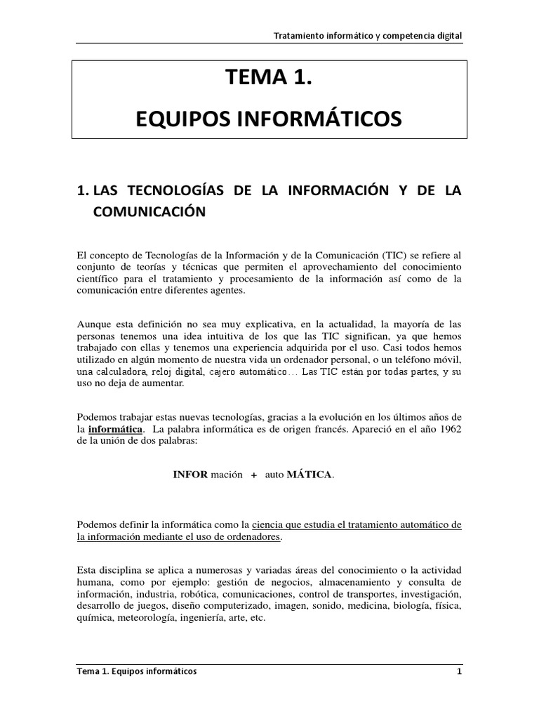 TEMA 1d. EQUIPOS INFORMATICOS | PDF | Disco duro | Hardware de la computadora