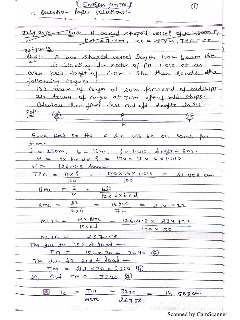 Stability Question Paper Solutions Second Mate | PDF