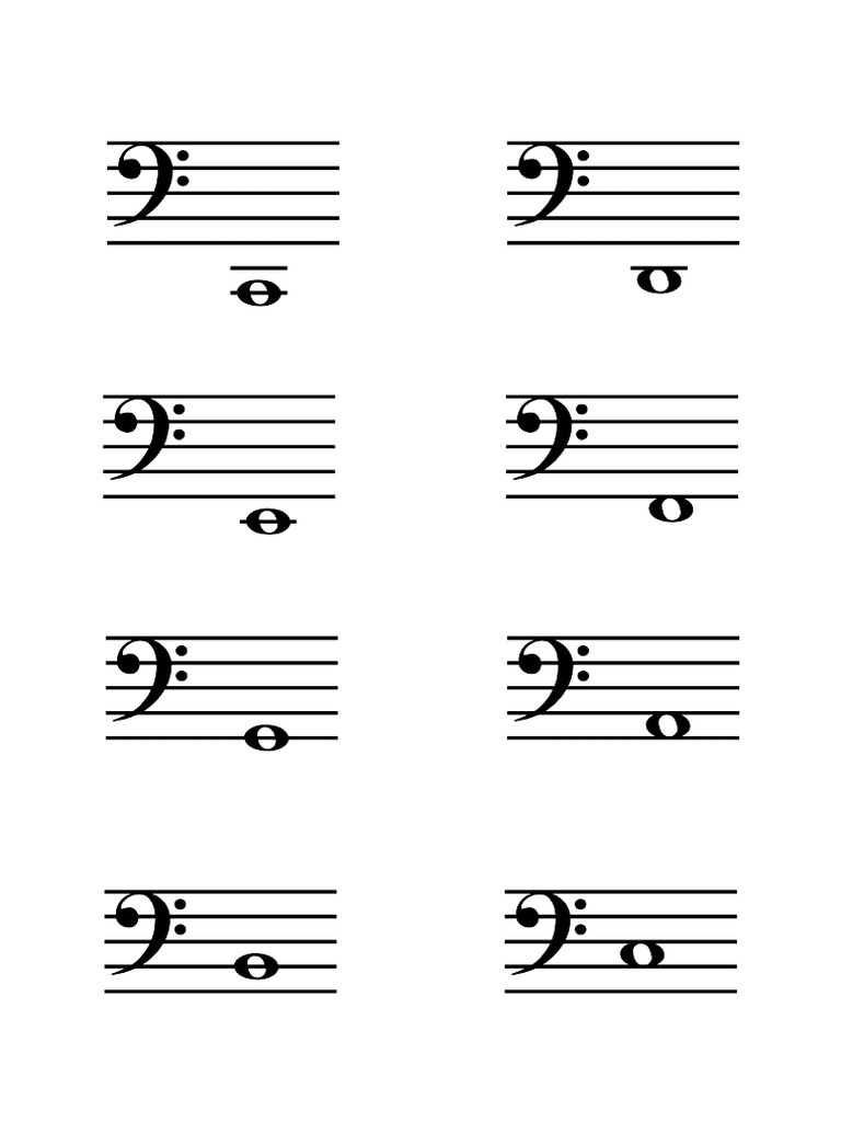 Bass Clef Natural Notes C2 - C4 | PDF