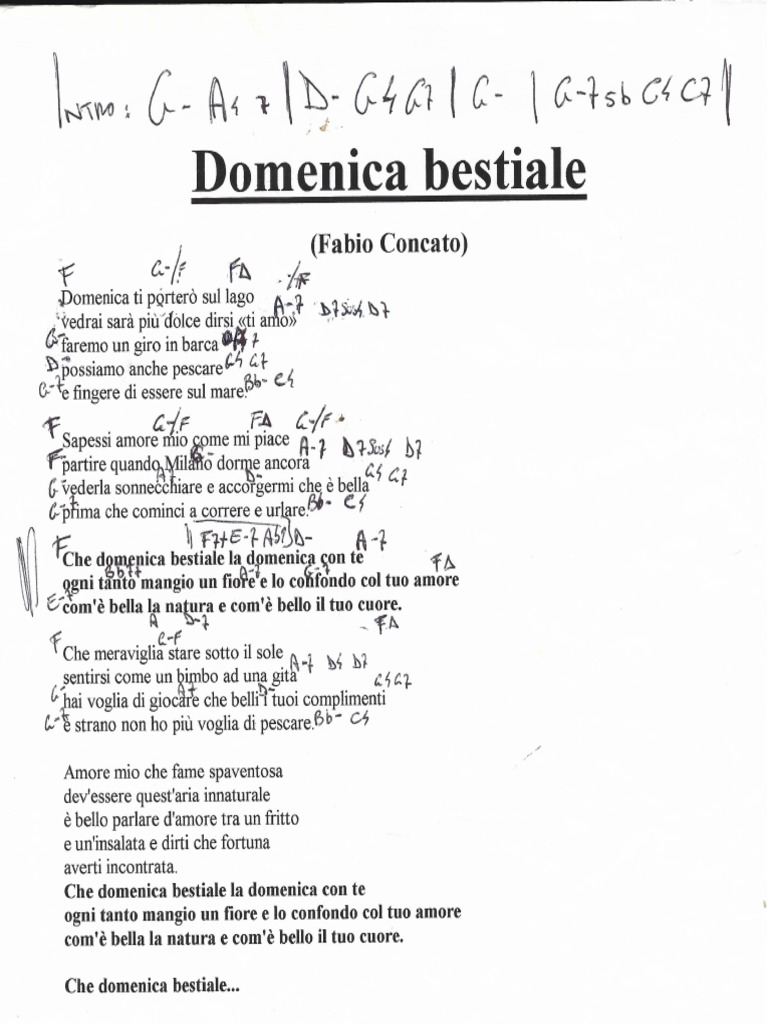 Fabio Concato - Domenica Bestiale - Acc | PDF