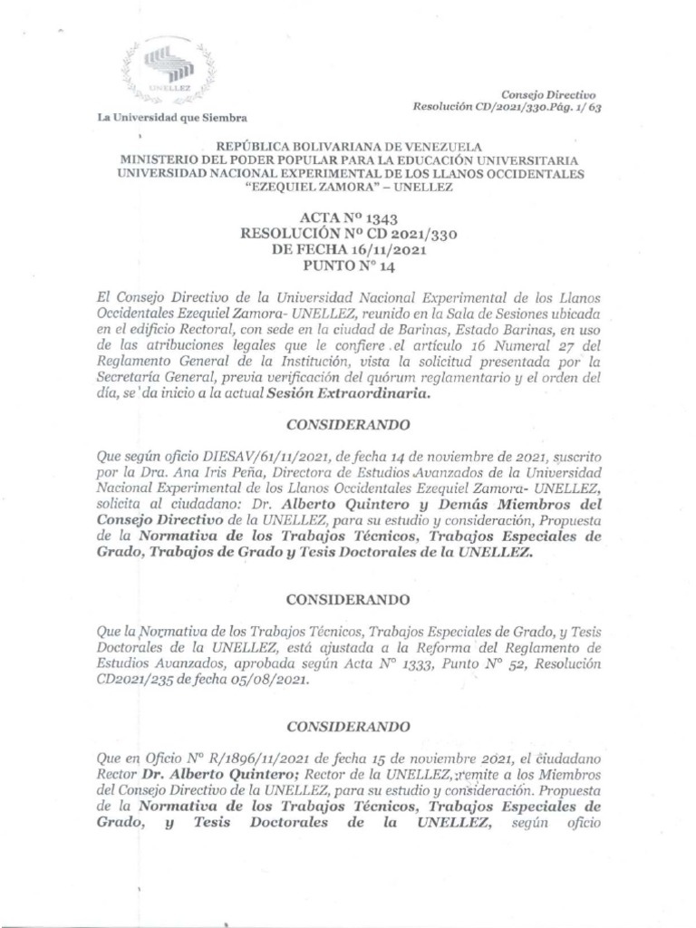 Acta 1343. Res 330. Pto 14. Normativa de Los Trabajos Tecnicos ... Acta 1343. Res 330. Pto 14. Normativa de Los Trabajos Tecnicos ...