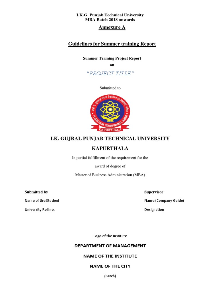 MBA - Project Report Guidelines | PDF | Sampling (Statistics ...