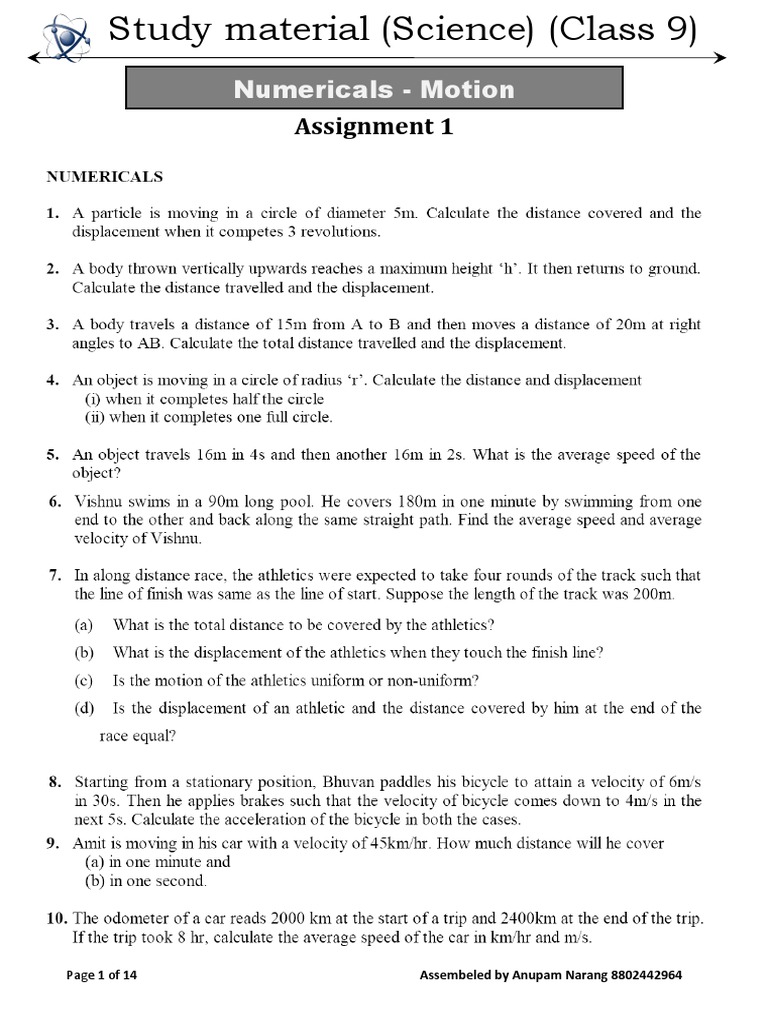 Motion 9 Num Only | PDF | Teaching Methods & Materials | Home & Garden