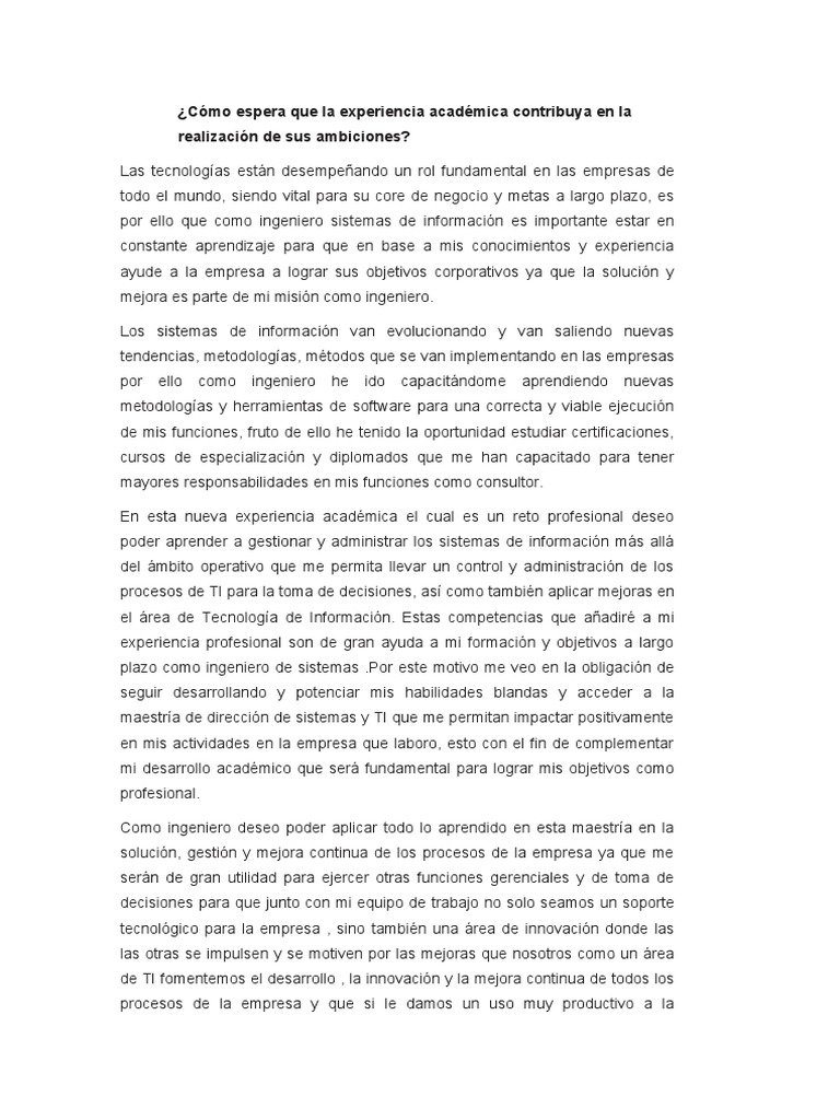 Ensayo 2 Parte | PDF | Business | Experiencia