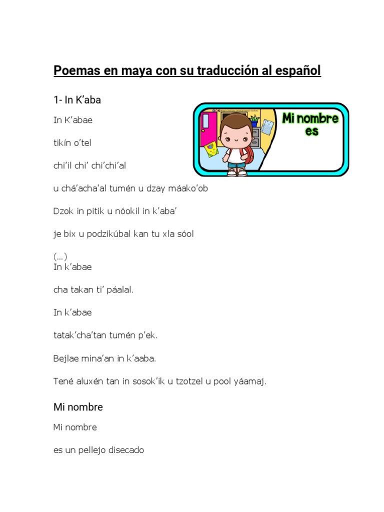 Poemas en Maya Con Su Traducción Al Español | PDF