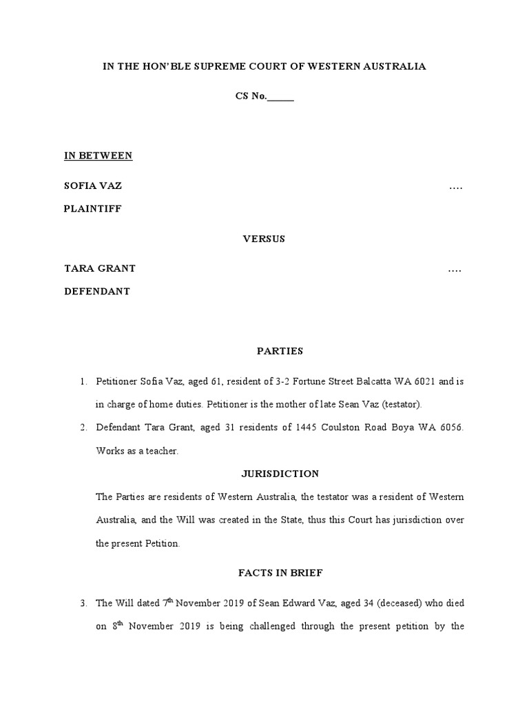 Plaint Australia Probate | PDF