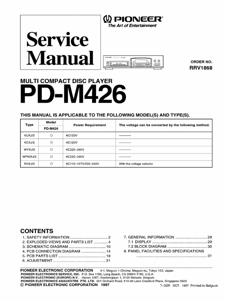Pioneer pd-m426 rrv1868 SM | PDF