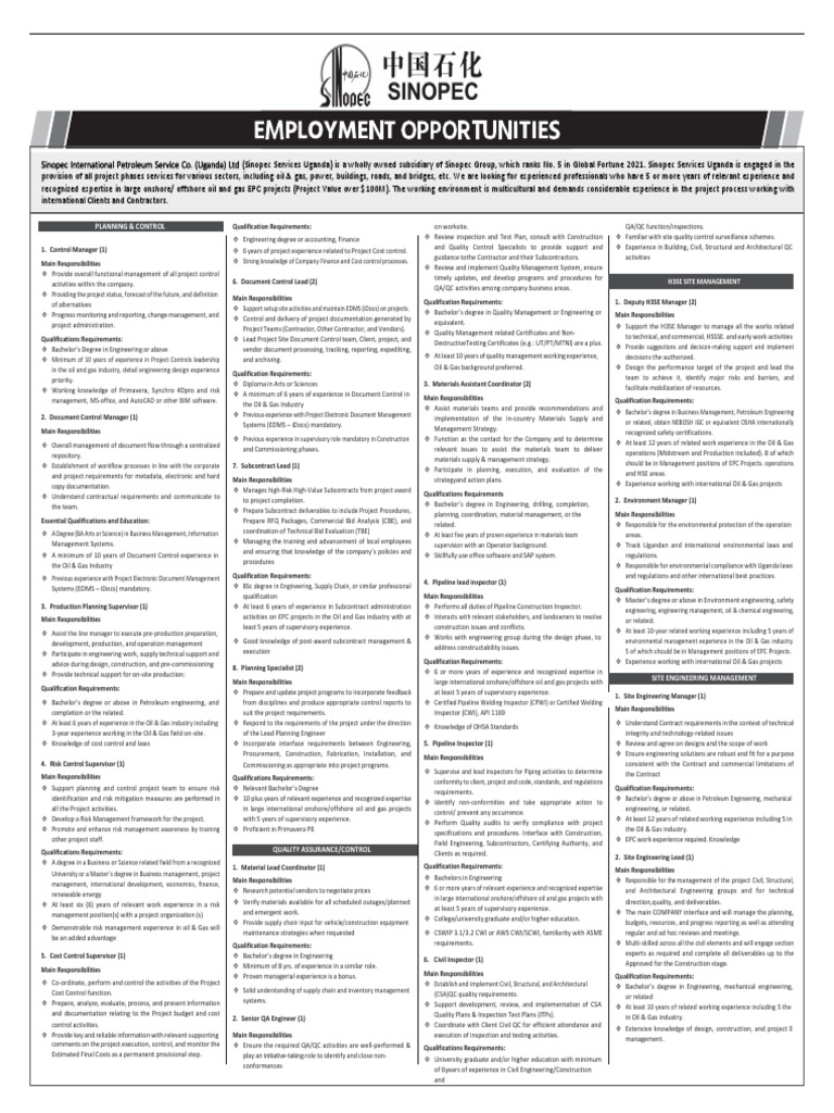 Sinopec New Vision 28092022 0 | PDF | Engineering | Academic Degree