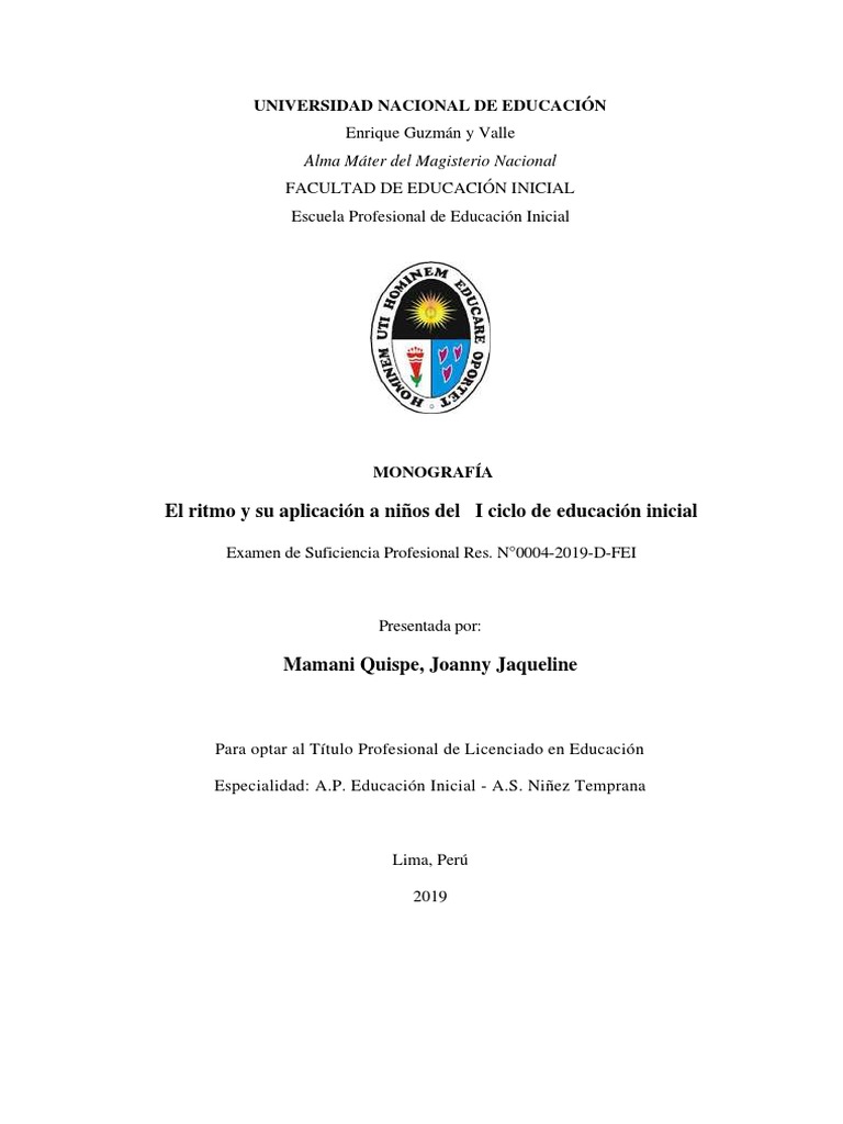 Monografía - Mamani Quispe Joanny Jaqueline - Fei | PDF | Ritmo | Melodía
