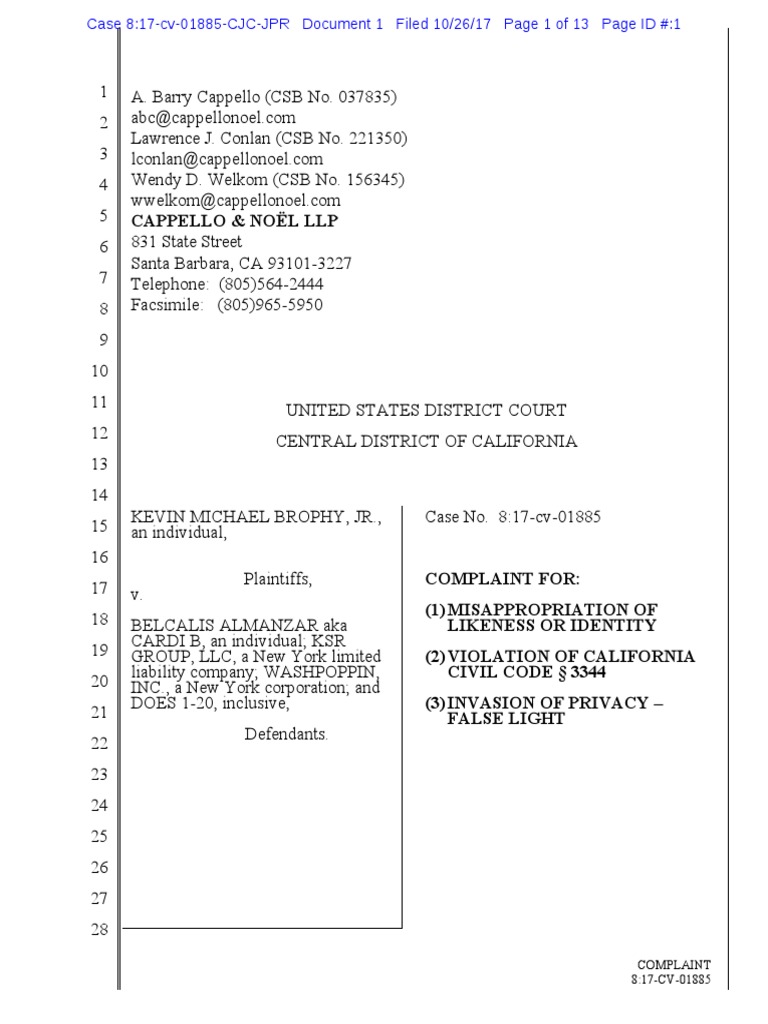 Kevin Michael Brophy JR v. Belcalis Almanzar Et Al | PDF | Damages ...