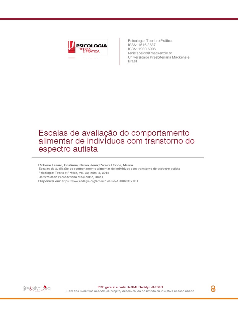 BPFAS - Comportamento Alimentar | PDF | Autismo | Espectro do autismo