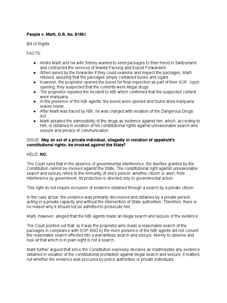 (Part 2-6) People v. Marti, G.R. No. 81561 | PDF | Search And Seizure ...