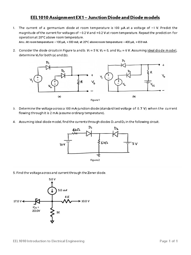 Analysis of Junction Diode Behavior and Circuit Applications Using Ideal Diode Models | PDF