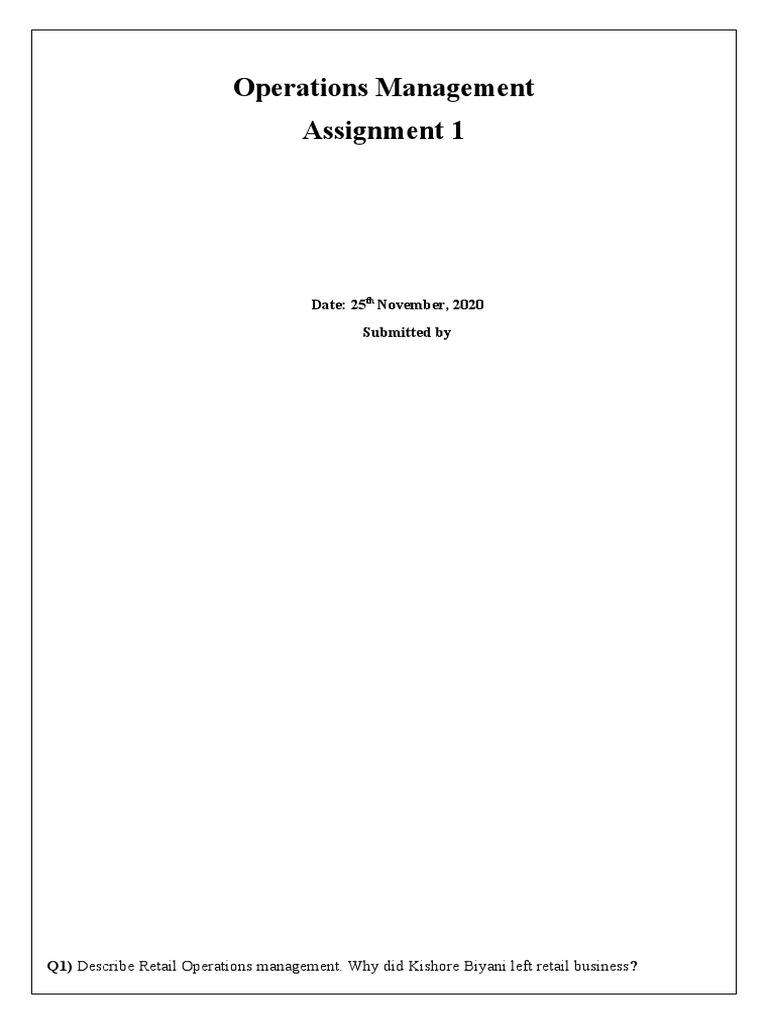 OM Assignment - 1 | PDF