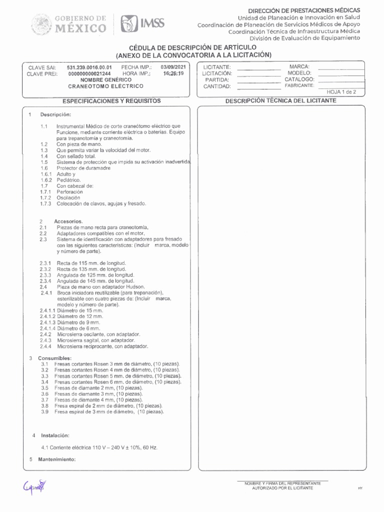1-21244 Craneotomo Electrico. | PDF
