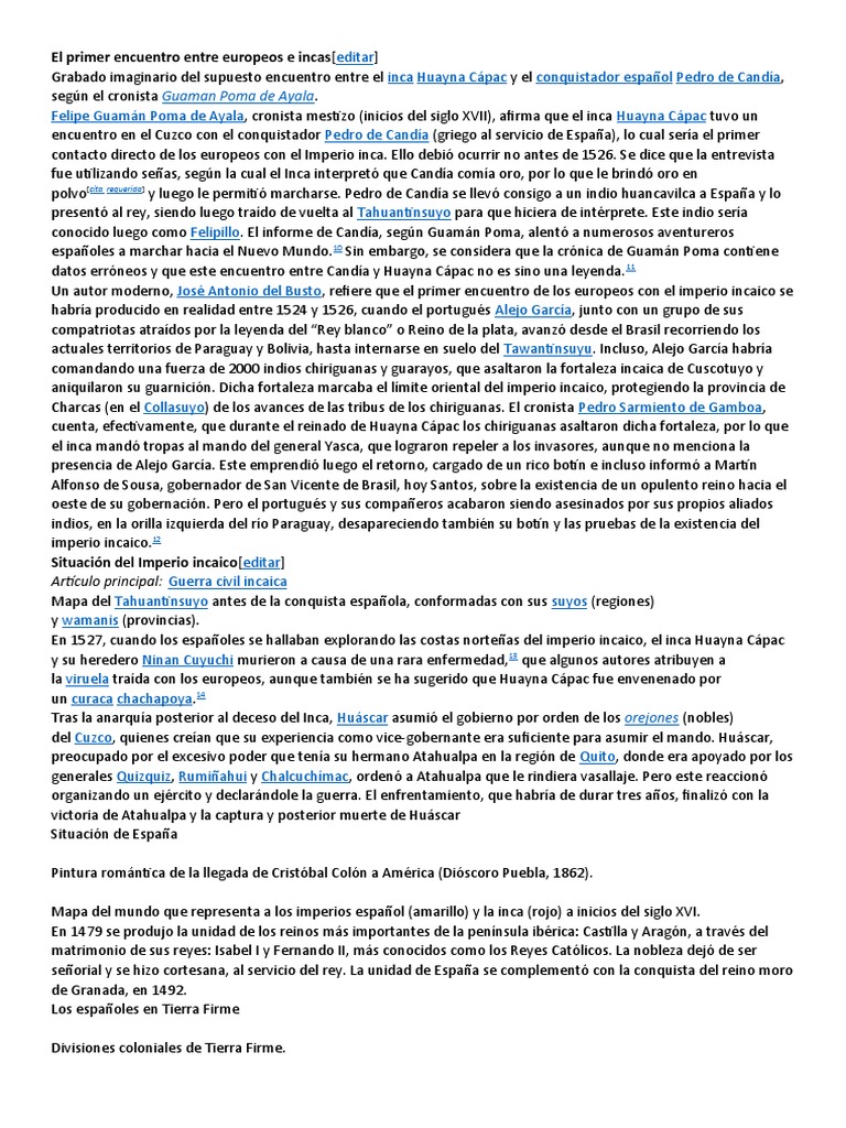 Primer encuentro europeo con los incas | PDF | Viajes y turismo | Historia