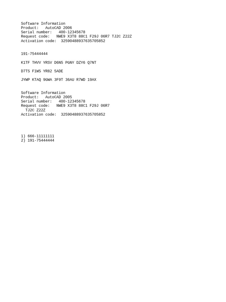 Autocad 2006 Activation Code and Serial Number | PDF