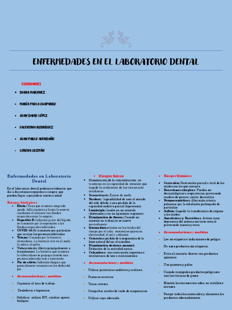 Enfermedades en Laboratorio Dental | PDF | Enfermedades y trastornos | Ciencias de la Salud
