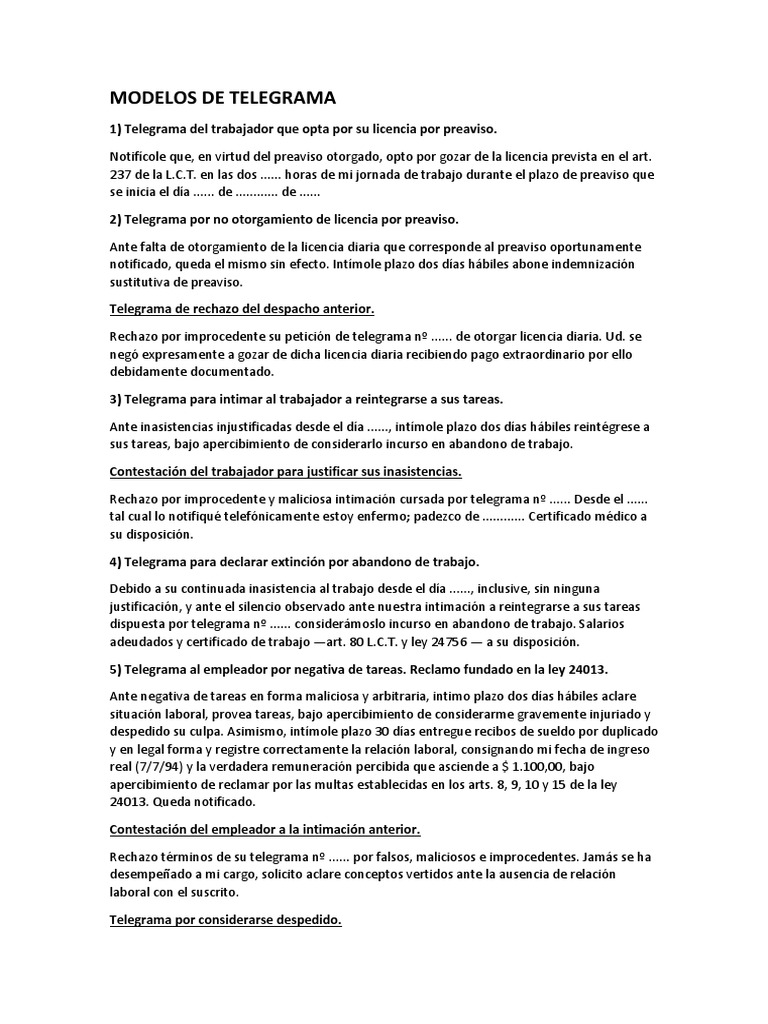 Modelos de Telegrama | PDF