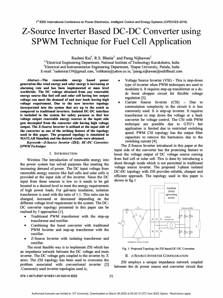 21 2016 12 Z Source Inverter Based Dc Dc Converter Using Spwm Technique For Fuel Cell