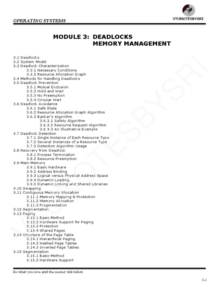 Vtunotesbysri: Module 3: Deadlocks Memory Management | PDF ...