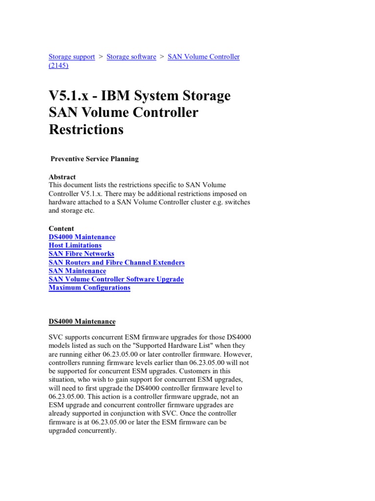 Storage Support Storage Software SAN Volume Controller (2145) | PDF ...
