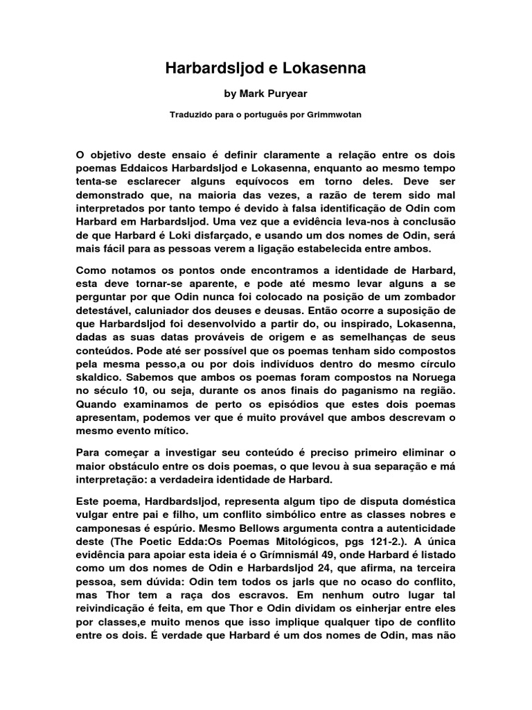 Harbardsljod e Lokasenna NORROENA SOCIETY | PDF | Loki | Odin