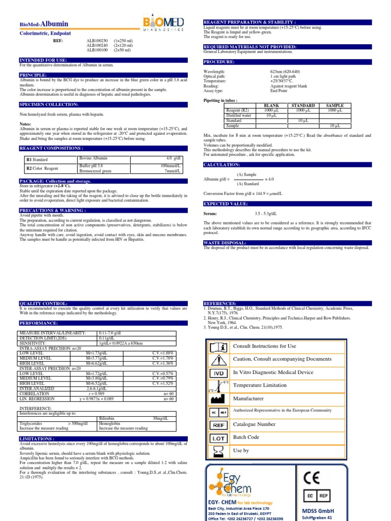 Biomed Albumin | PDF | Litre | Ph