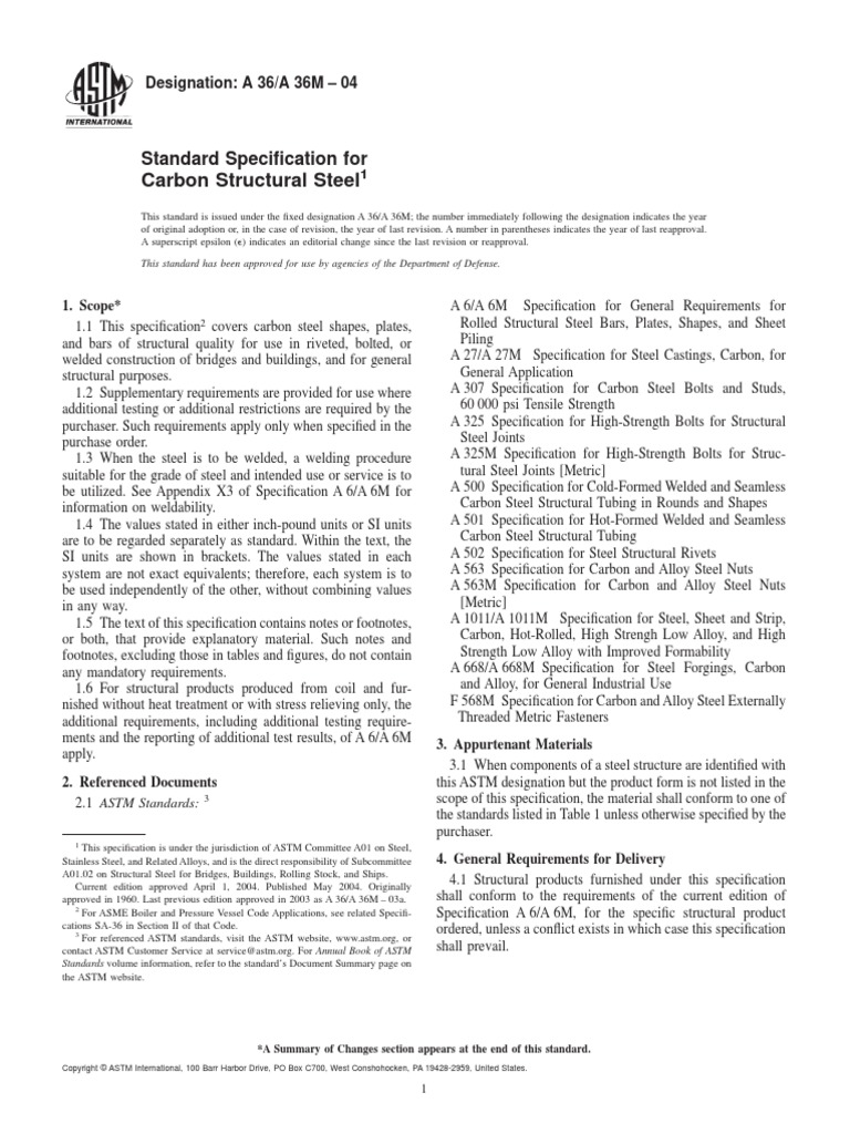 Astm-A36 Compress | PDF | Steel | Specification (Technical Standard)