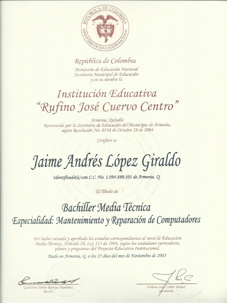 Diploma Bachiller | PDF