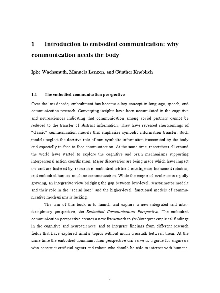 Embodied Communication | PDF | Embodied Cognition | Communication