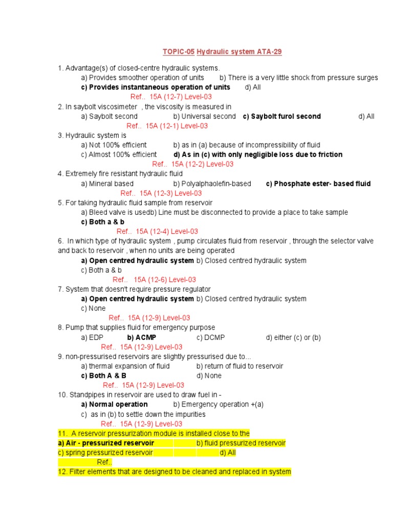 Topic No.-05 ATA 29 Hydraulic System | PDF