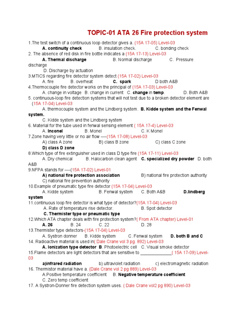TOPIC - 01 - ATA 26 'Fire Protection System' | PDF | Relay | Thermocouple