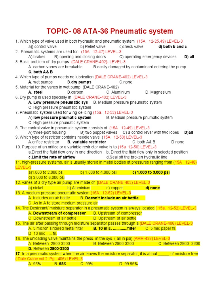 TOPIC-08 ATA 36 Pneumatic System | PDF | Valve | Pump