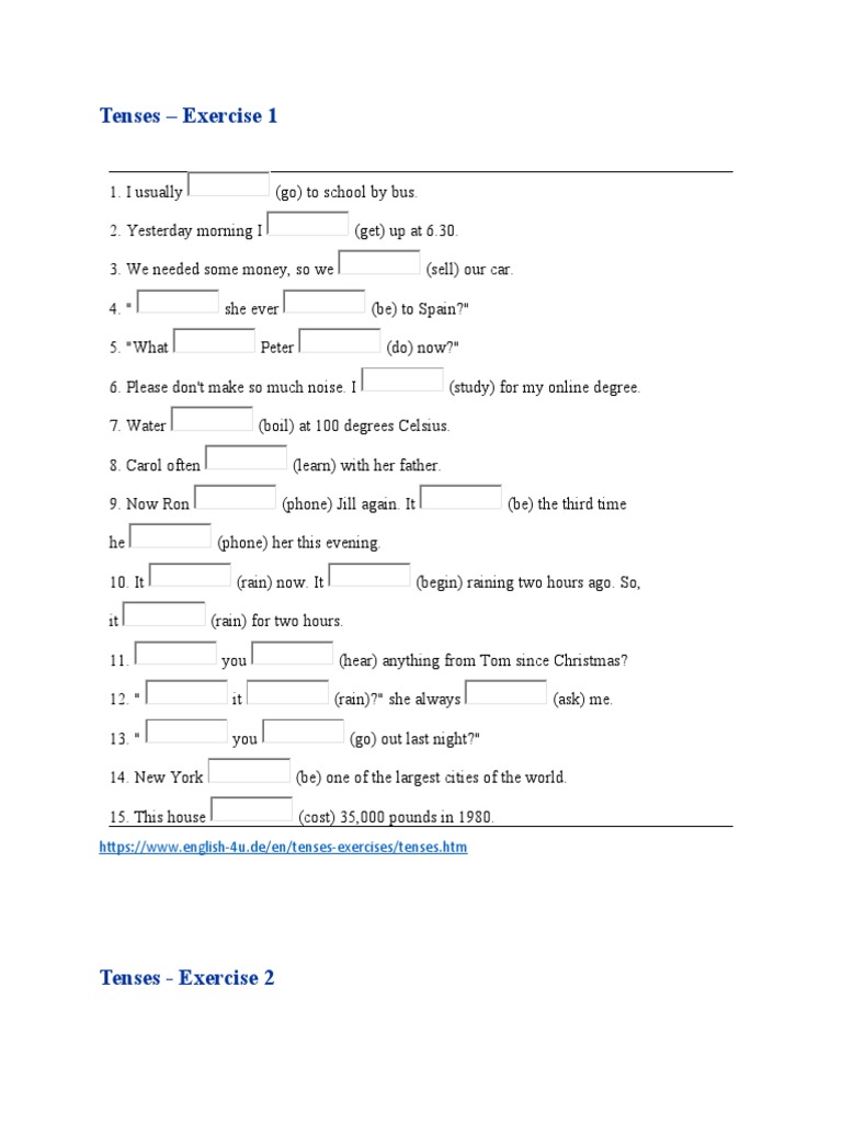 Unit 2 Tenses Revision | PDF