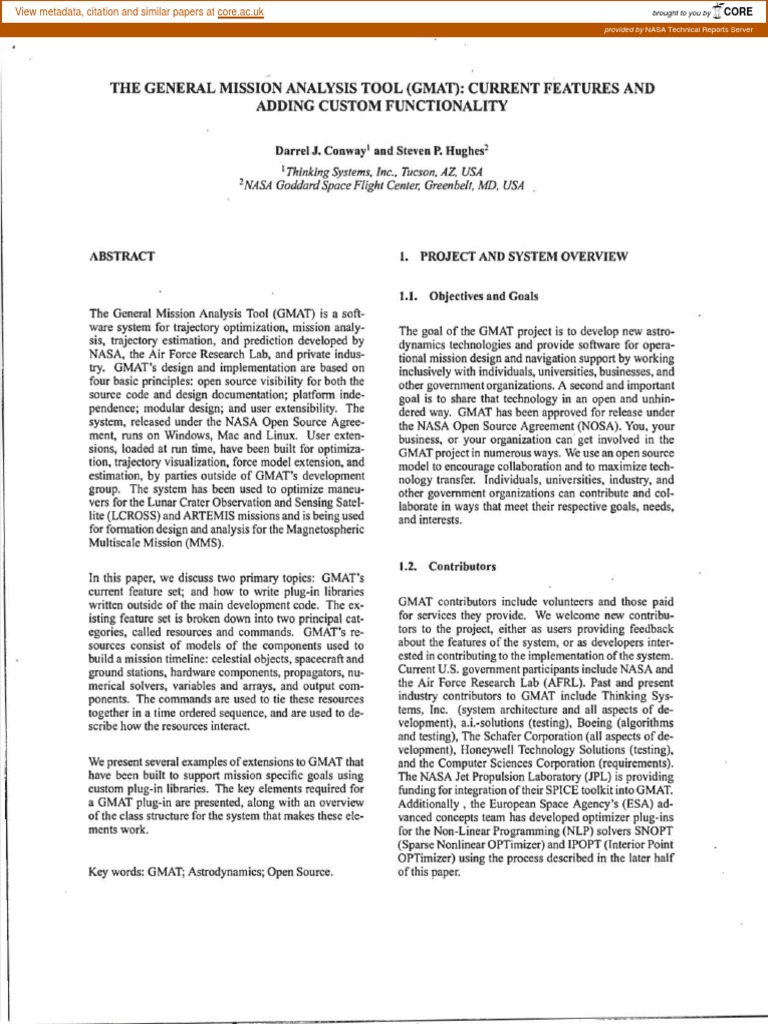 Exploring the Features and Extensibility of the General Mission Analysis Tool (GMAT) Open Source ...