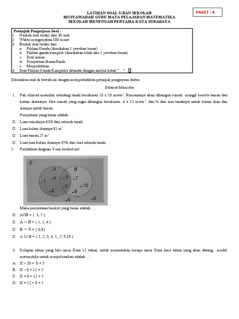 Paket Soal Us 2022 C | PDF